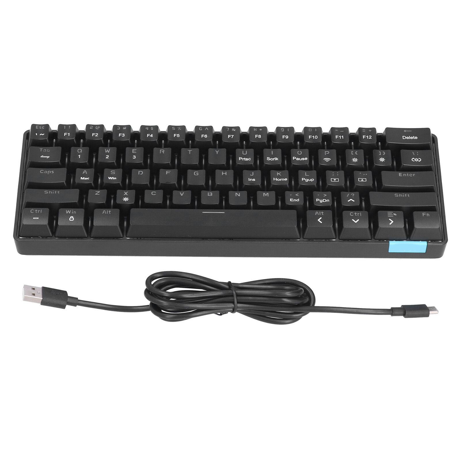 Беспроводная клавиатура 12 эффектов подсветки PBT 61 клавиша Стабильная передача Черный Эргономичный