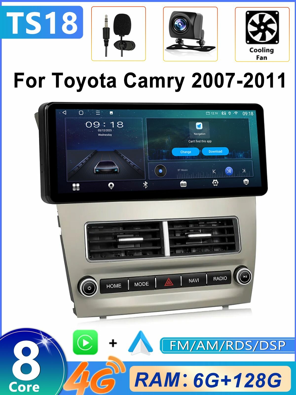 Магнитола Toyota Camry 2006-2011 , Carplay, Android,4G, автомагнитола для Тойота Камри