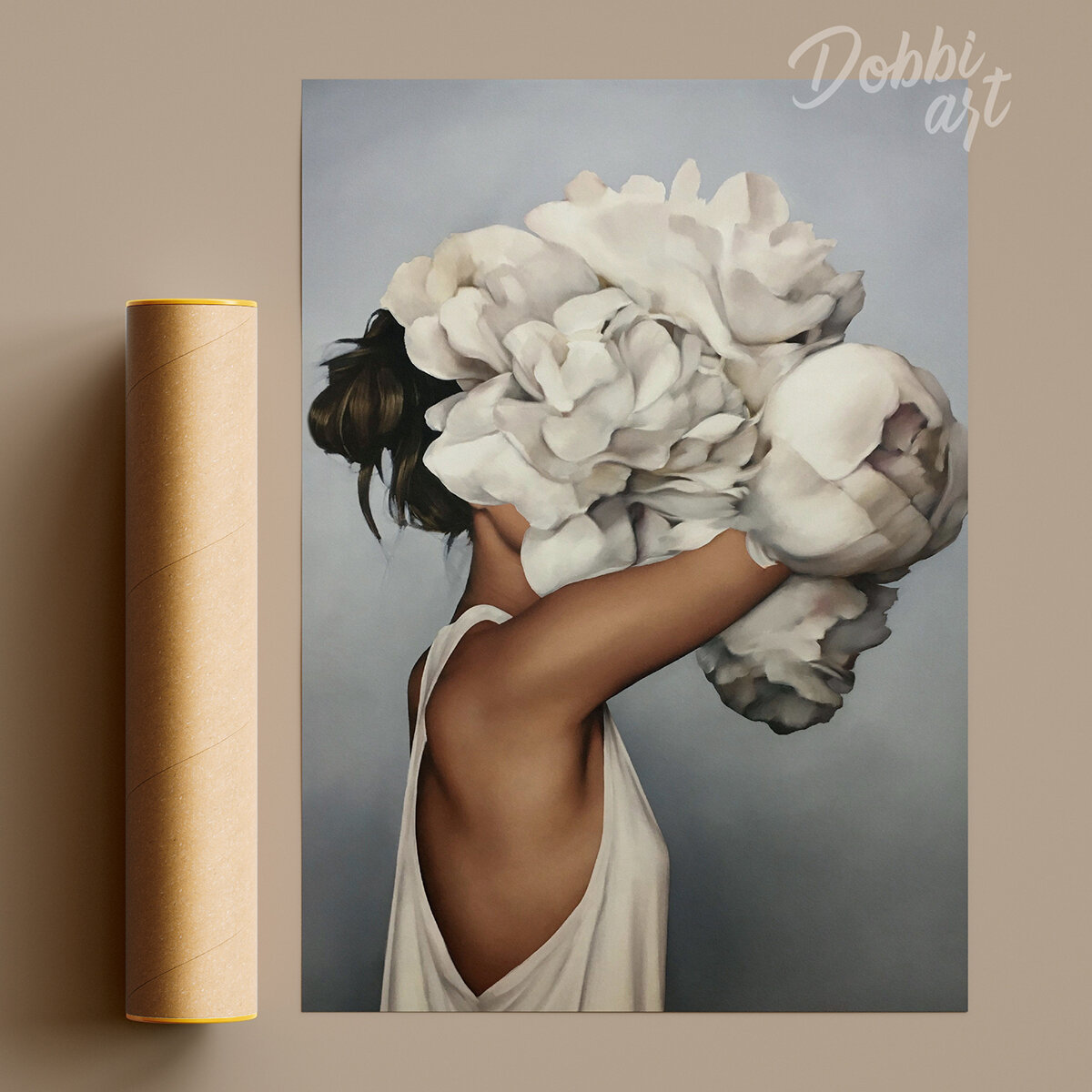 Постер Девушка с цветами 40х50 см/ Современный эстетичный постер/ Портрет девушки/ современный постер/ Постер для интерьера/ Декор на стену/ Постер для дома, офиса/ Картина для интерьера