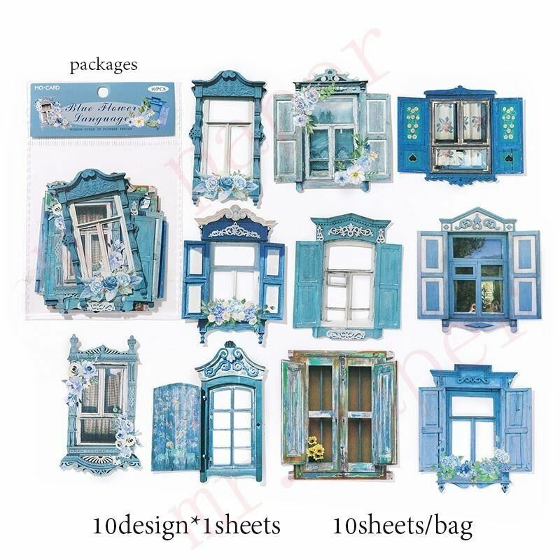Набор наклеек, Mr.paper, 10 листов / упаковка, Винтажная цветочная тема окна, дизайн выреза, качественная бумага, можно использовать для украшения скрапбукинга, коллажа