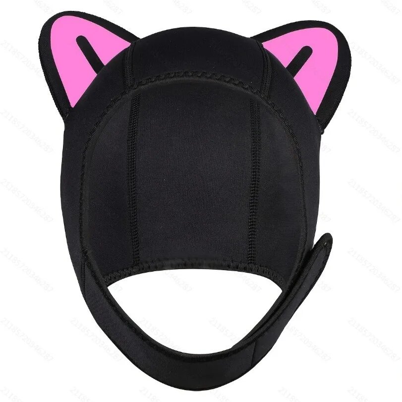 Женские неопреновые шапки для дайвинга с кошачьими ушками Черный, 0112-PK-1