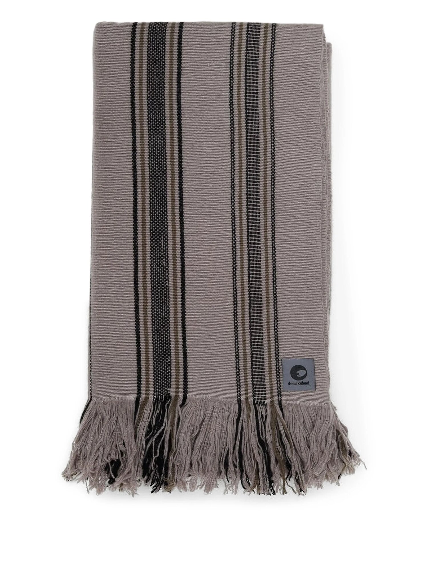 Полосатое одеяло с бахромой, OneSize , brown