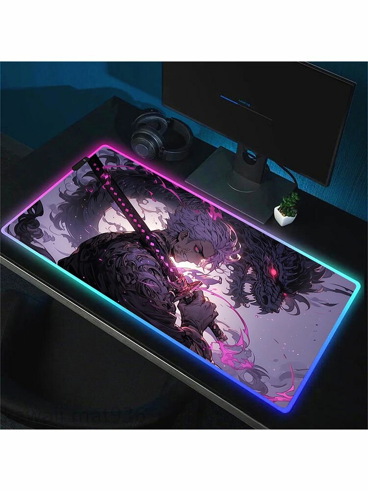 Световой ковер Samurai RGB LED, для рабочего стола, USB, нескользящая основа, 40 см x 90 см
