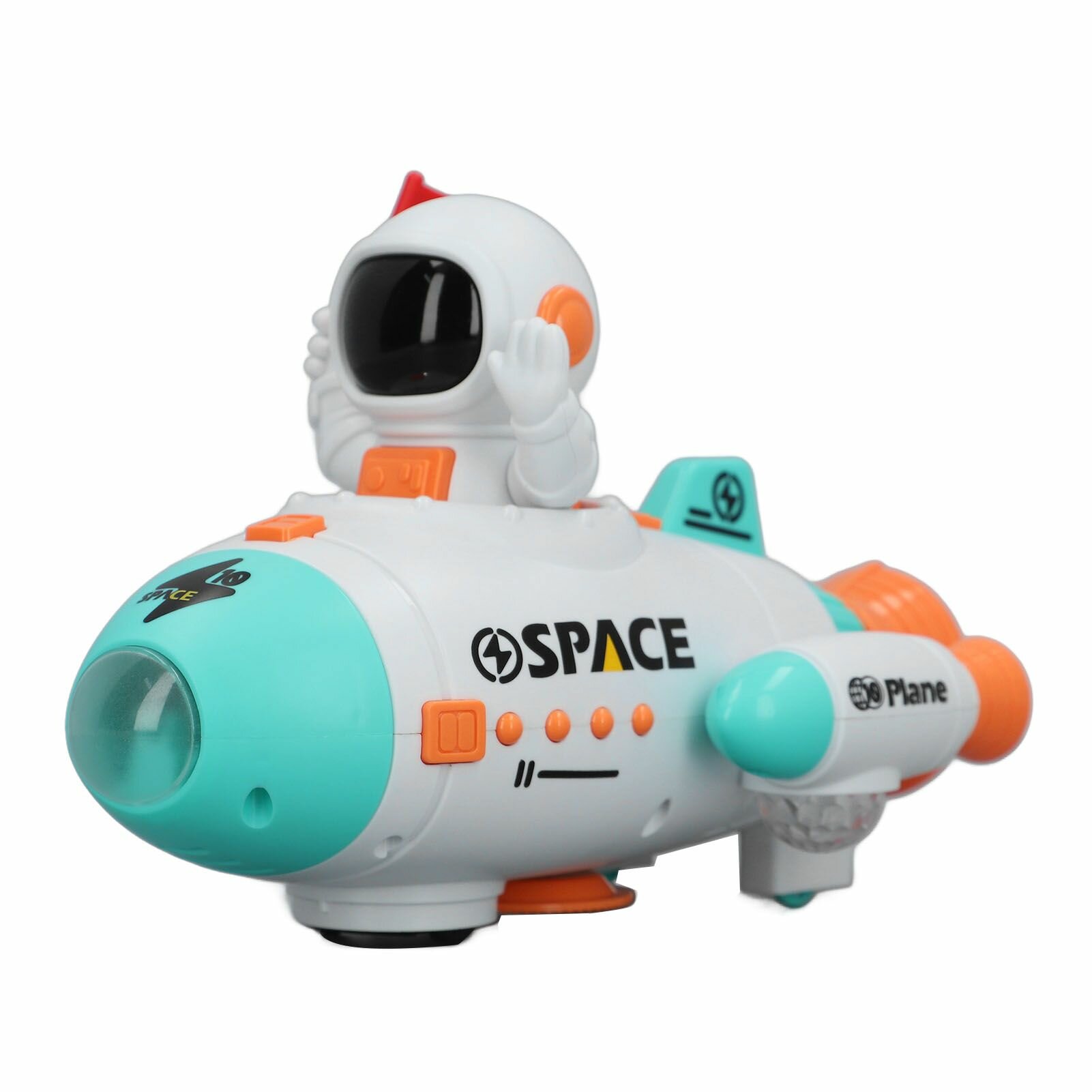 Игрушка Космический Шаттл Астроната с вращением на 360 градусов, музыкальными эффектами, для детей, с колесами для движения и из ABS