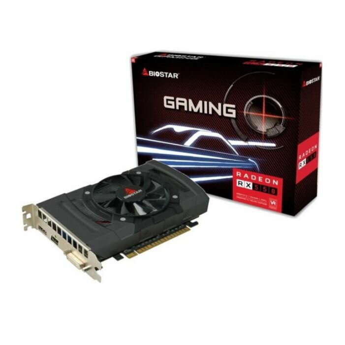 Видеокарта BIOSTAR Radeon RX 550 2G (VA5505RF21) - PCI Express 3.0/3.1 x16, 2 ГБ, GDDR5, 128 бит, DisplayPort, DVI, HDMI, GPU 1100 МГц