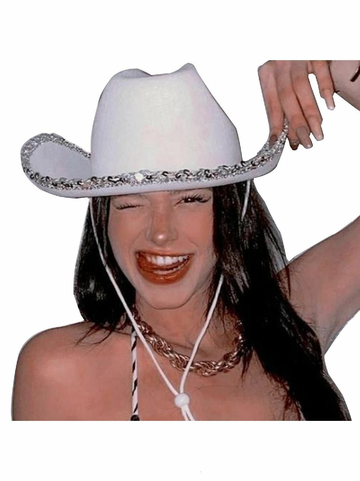 Блестящая ковбойская шляпа для девичника, Белый
