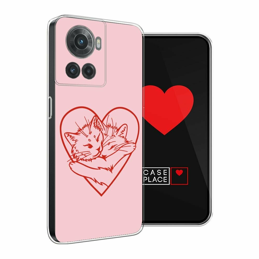 Чехол на OnePlus 10R/Ace / Ван Плас 10R/Ace с принтом "Влюблённые котики рисунок 1 - 14 февраля" — фото 1