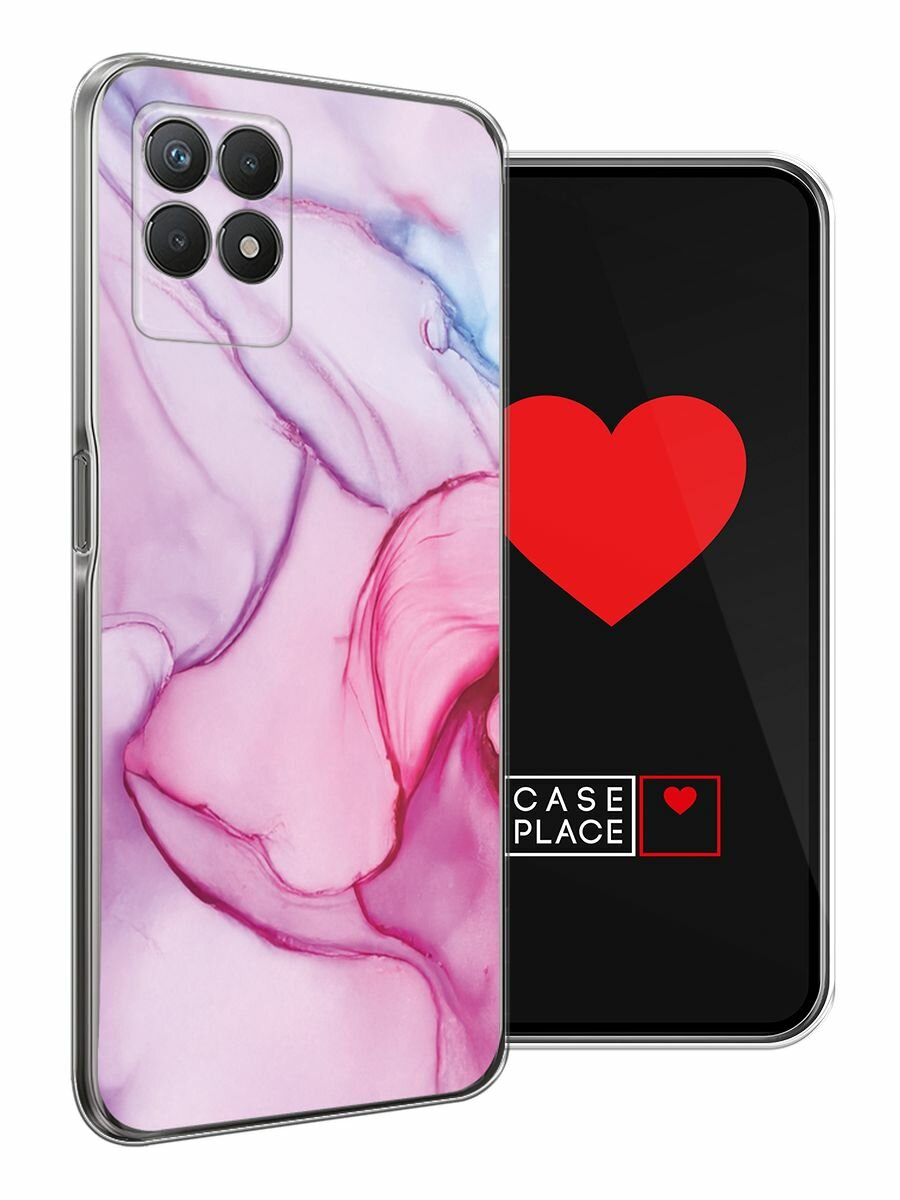 Чехол на Realme 8i / Реалми 8i с принтом "Розовые мраморные разводы" — фото 1