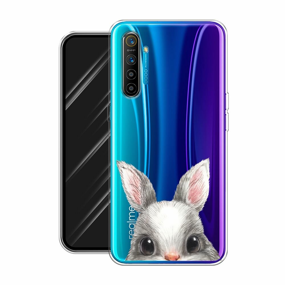 Чехол на Realme XT / Реалми XT с принтом "Карандашный кролик 2 - 8 марта", прозрачный — фото 1