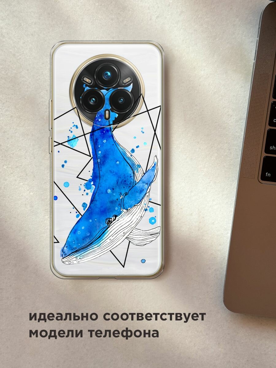 Чехол на Realme 14 Pro+ / Реалми 14 Про+ с принтом "Кит графика", прозрачный — фото 1