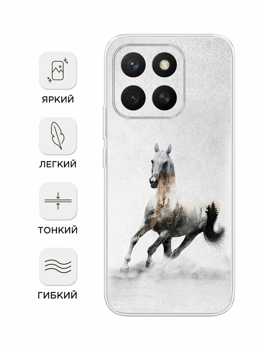 Силиконовый чехол на Honor X8c / Хонор X8c с принтом "Лошадь лес" — фото 1