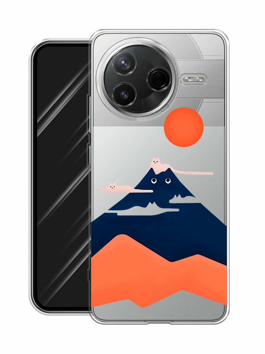 Чехол на Poco F7 Pro / Поко F7 Про с принтом "Кот-гора", прозрачный — фото 1
