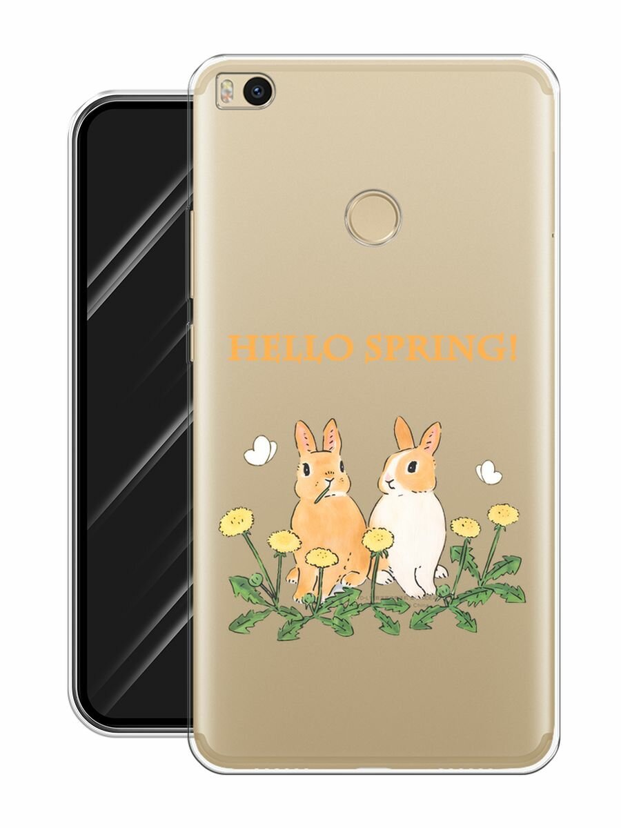 Чехол на Xiaomi Mi Max 2 / Сяоми Ми Макс 2 с принтом "Весенние кролики", прозрачный — фото 1