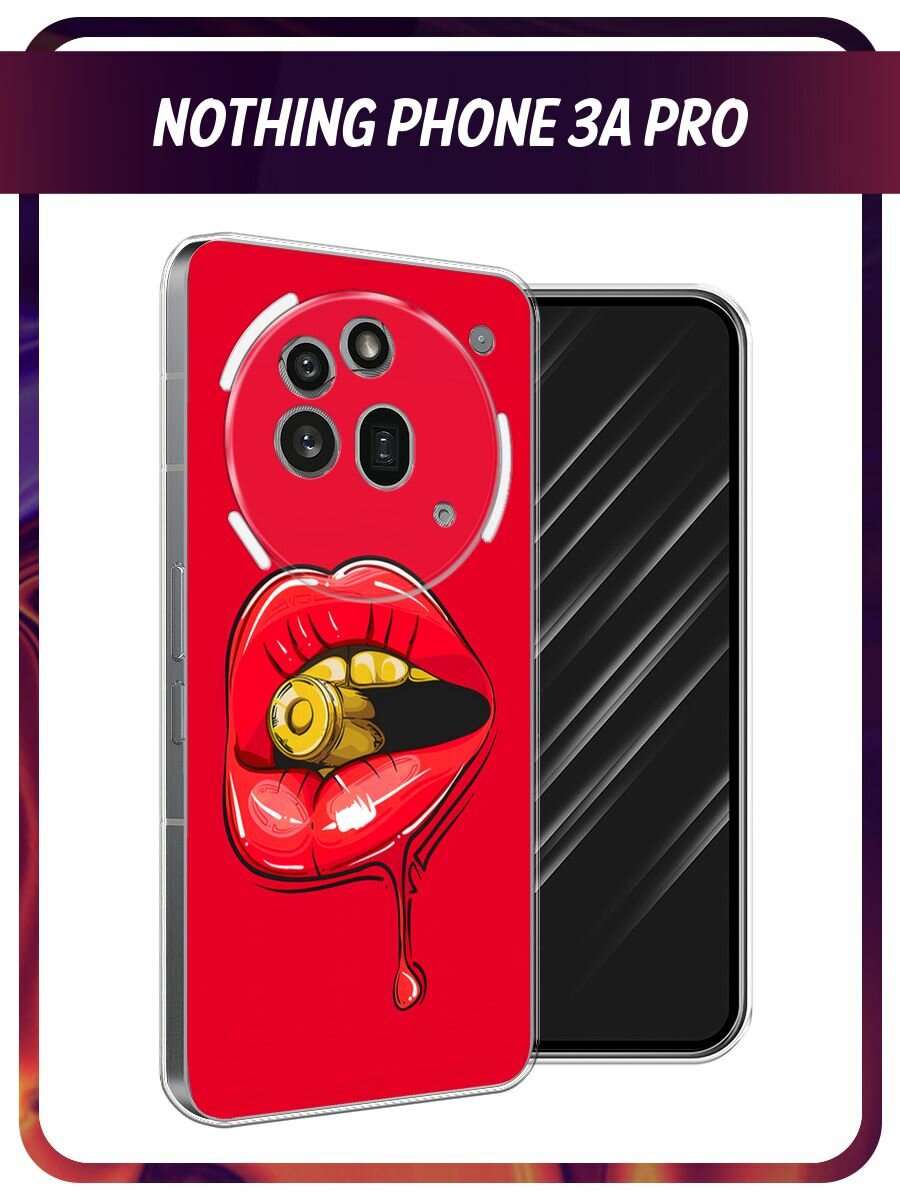 Чехол на Nothing Phone 3a Pro / Нотинг Фон 3а Про с принтом губы и пуля 1