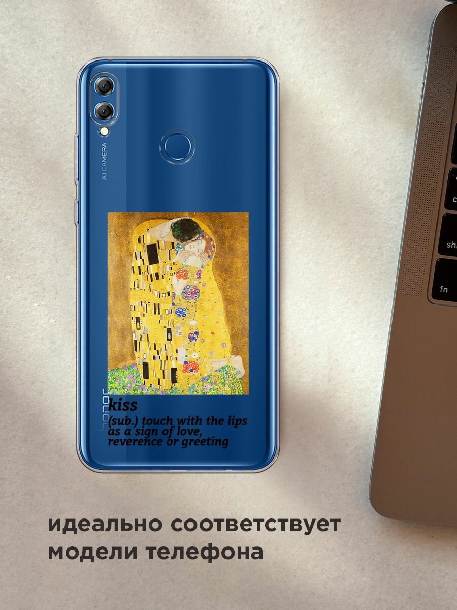 Чехол на Honor 8X / Хонор 8Х с принтом "The kiss", прозрачный — фото 1