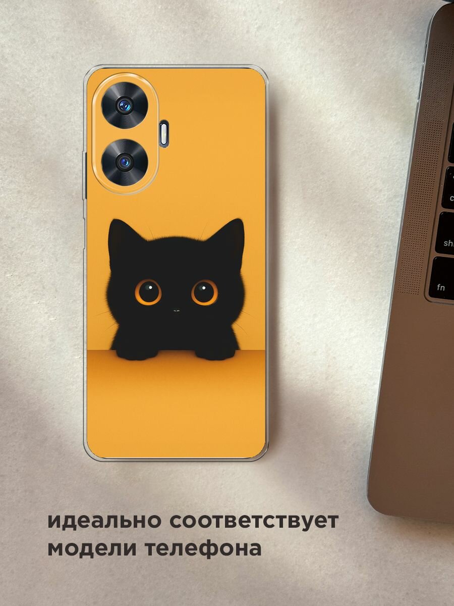 Чехол на Realme C55 / Реалми C55 с принтом "Контрастный котик" — фото 1