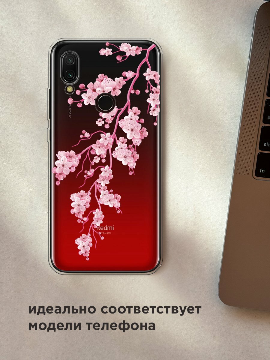 Чехол на Xiaomi Redmi 7 / Сяоми Редми 7 с принтом "Ветка сакуры 2" — фото 1
