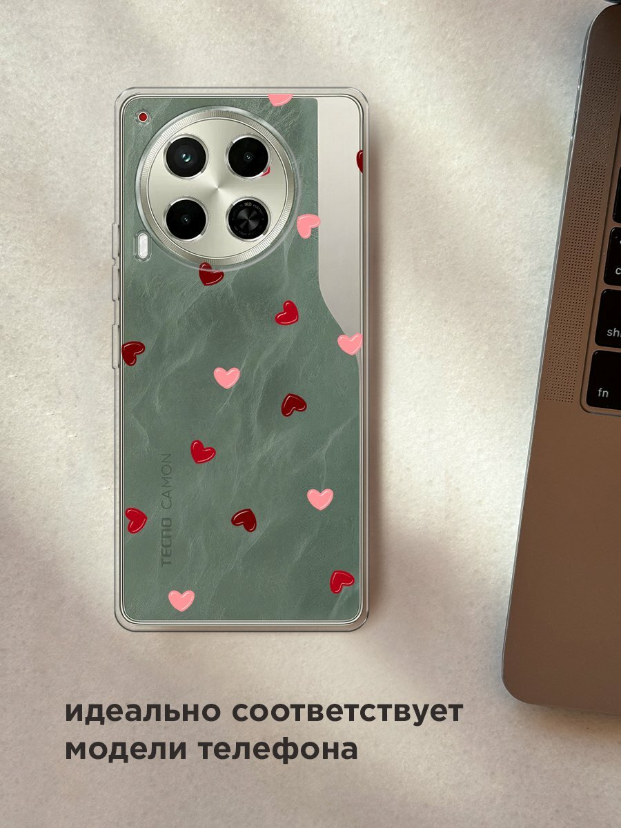Чехол на Tecno Camon 30 5G / Текно Камон 30 5G с принтом "Бордовые сердечки 2" — фото 1