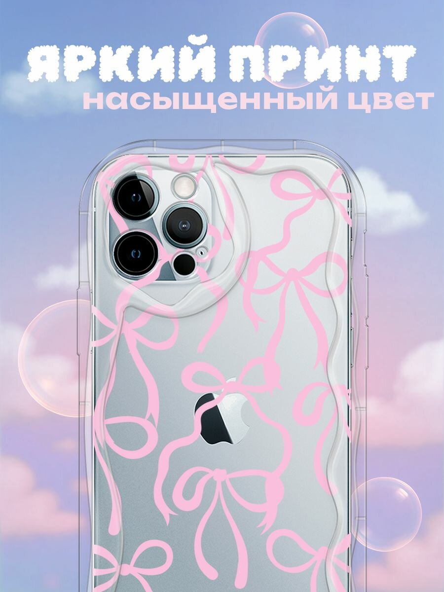 Чехол на Apple iPhone 12/12 Pro / Айфон 12/12 Pro с принтом "Розовый бант паттерн" — фото 1