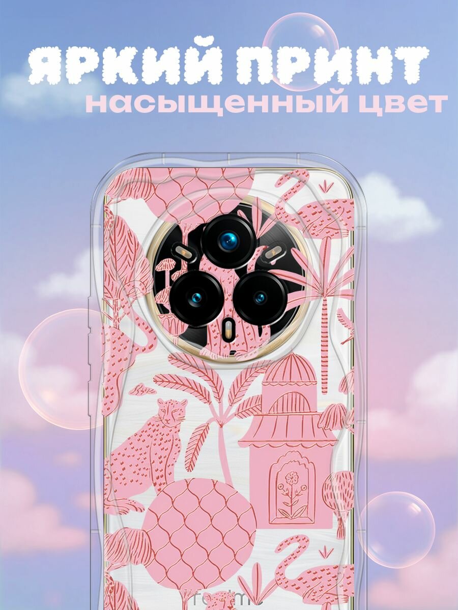 Чехол на Realme 14 Pro Plus / Реалми 14 pro plus с принтом Розовые тропики — фото 1