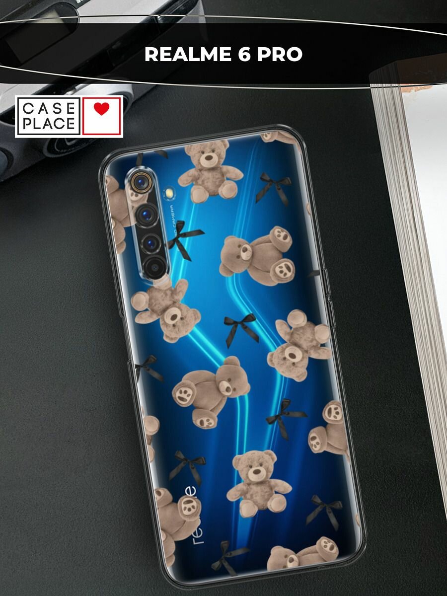 Чехол на Realme 6 Pro / Реалми 6 Про с принтом "Плюшовые мишки 2", прозрачный