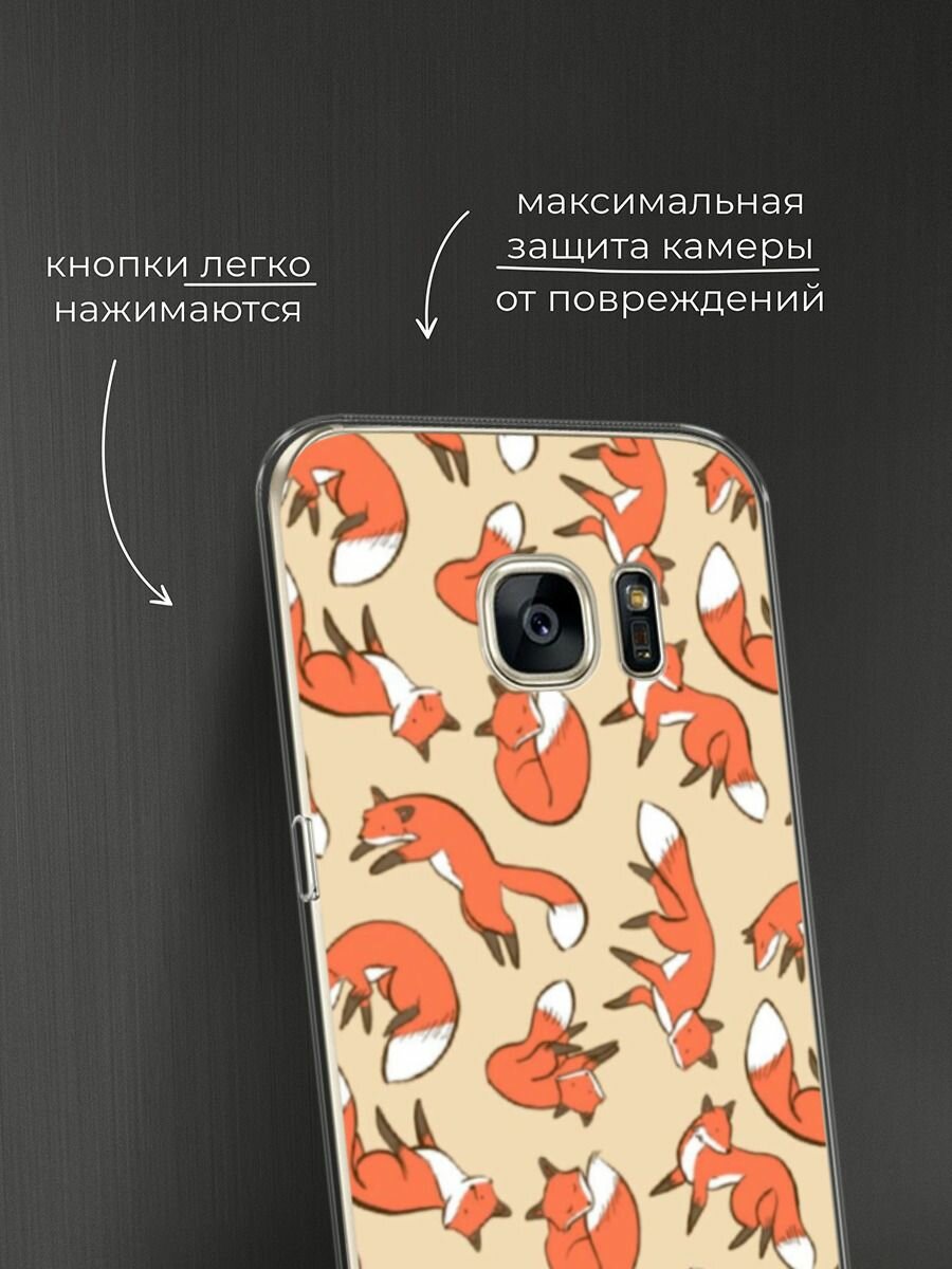 Чехол на Samsung Galaxy S7 / Самсунг Галакси С 7 с принтом "Лисички фон" — фото 1