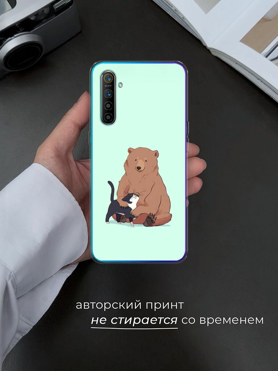 Чехол на Realme XT / Реалми XT с принтом "Медведь и кошка дружба" — фото 1