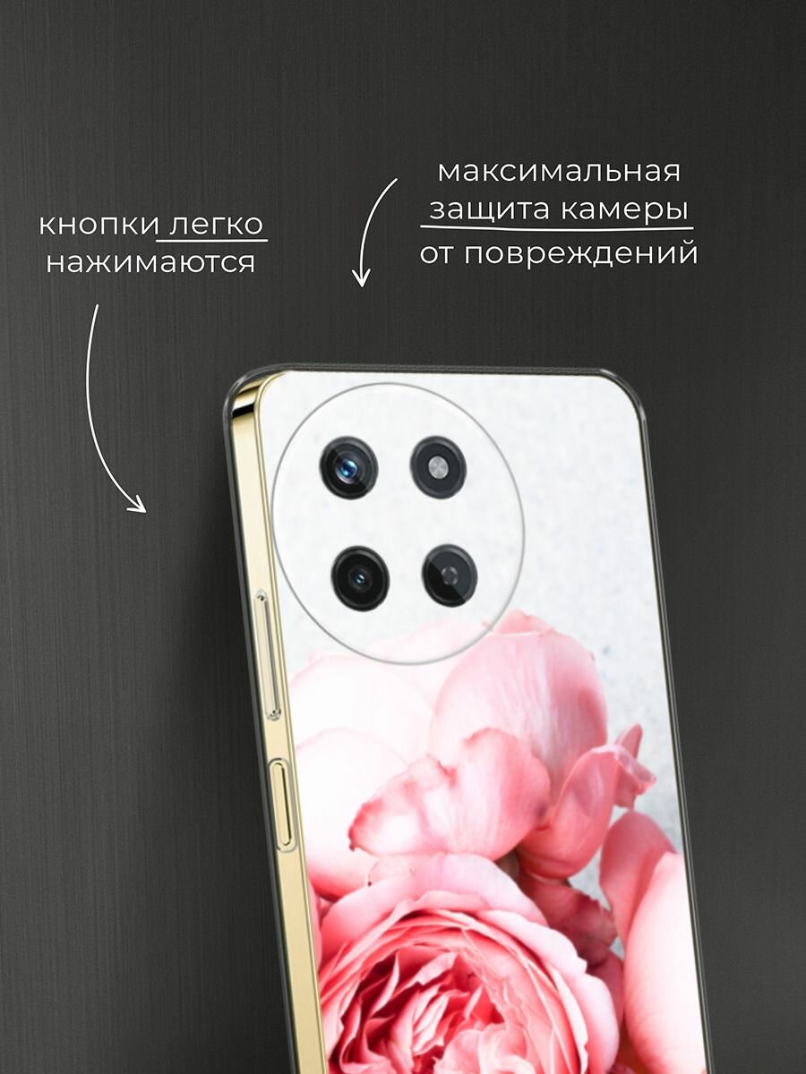 Чехол на Realme 11 4G / Реалми 11 4G с принтом "Пионы на белом" — фото 1