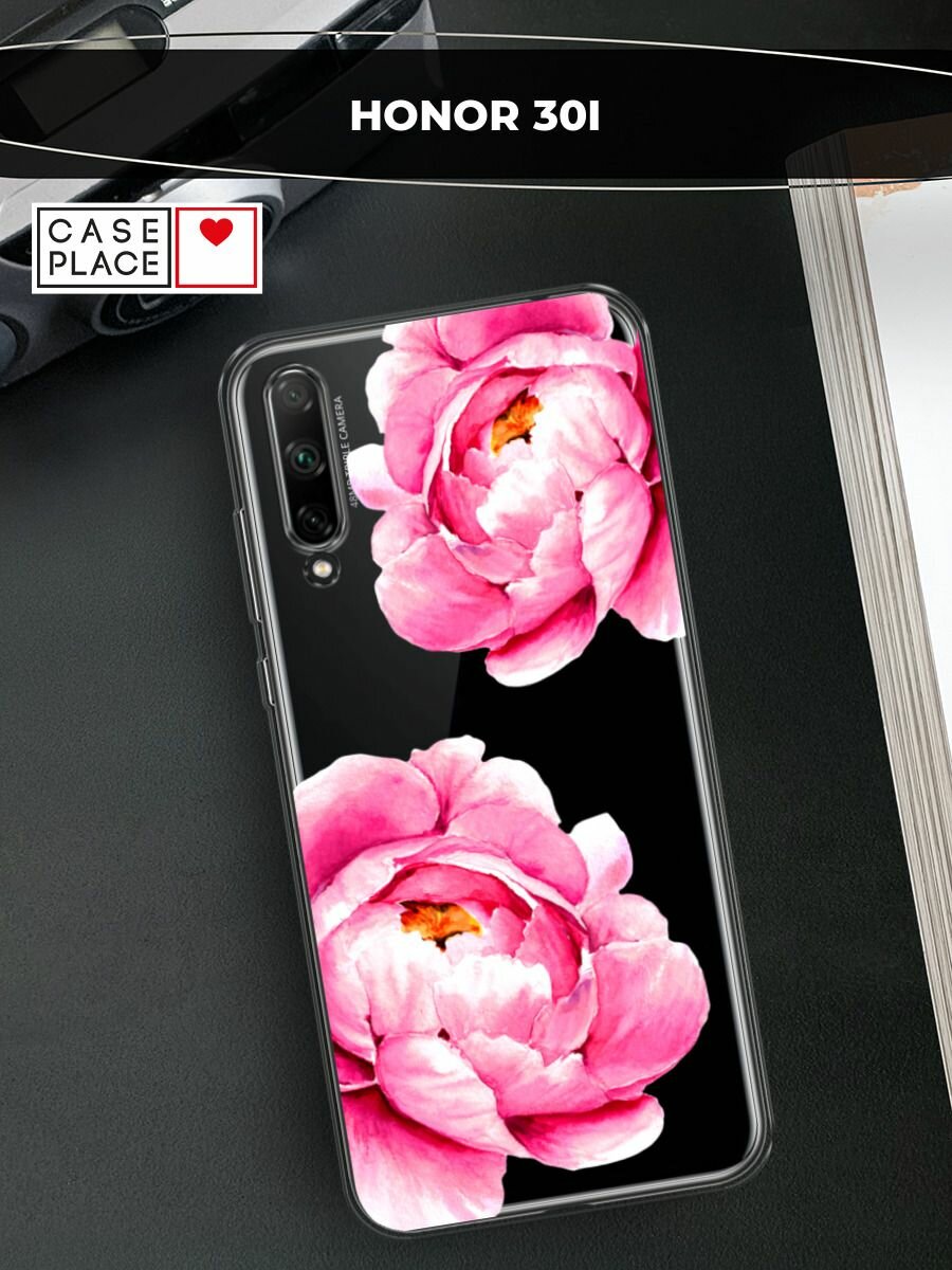 Чехол на Honor 30i / Хонор 30i с принтом "Open peonies", прозрачный