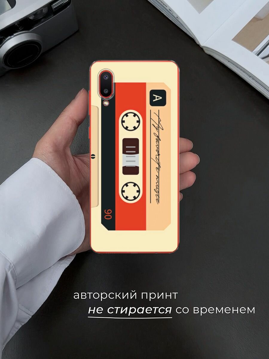 Чехол на Samsung Galaxy A02 / Самсунг Галакси А02 с принтом "Бежевая кассета" — фото 1