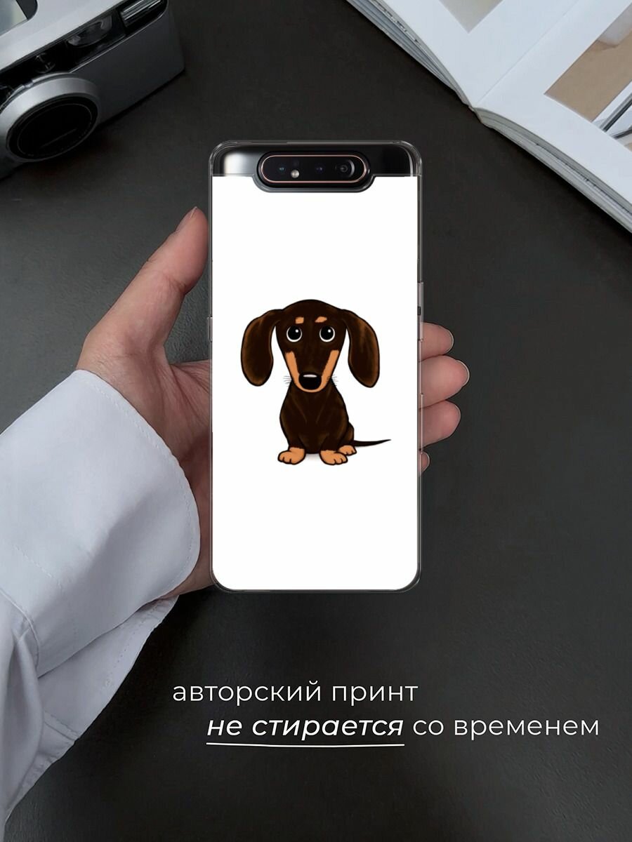 Чехол на Samsung Galaxy A80 / Самсунг Гэлакси A80 с принтом "Маленькая такса" — фото 1