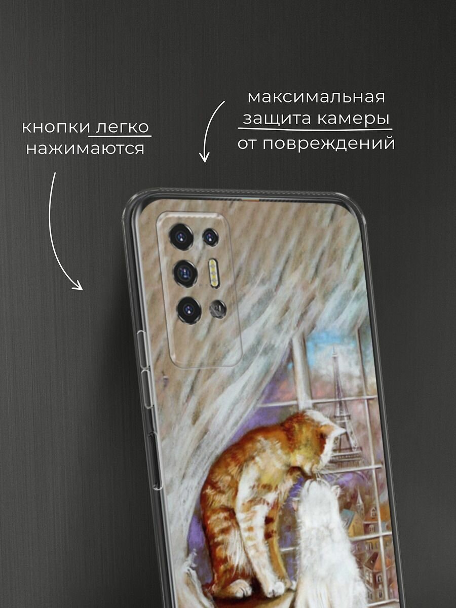 Чехол на Tecno Pova 2 / Текно Пова 2 с принтом "Влюбленные котики 1" — фото 1