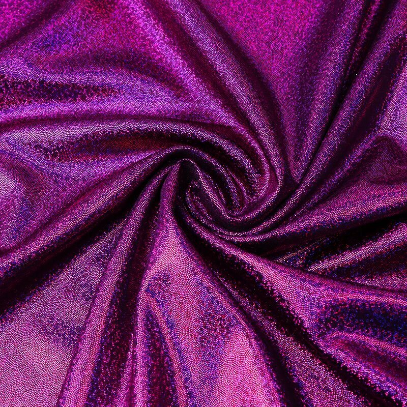 Голографическая ткань бифлекс, сливовый 100*150 см HKM 2011 CERISE/SUGARPLUM