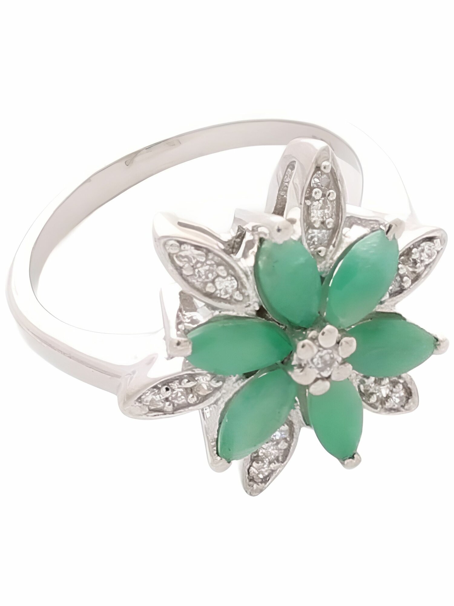 Кольцо тонкое, серебро, 925 проба, родирование, изумруд