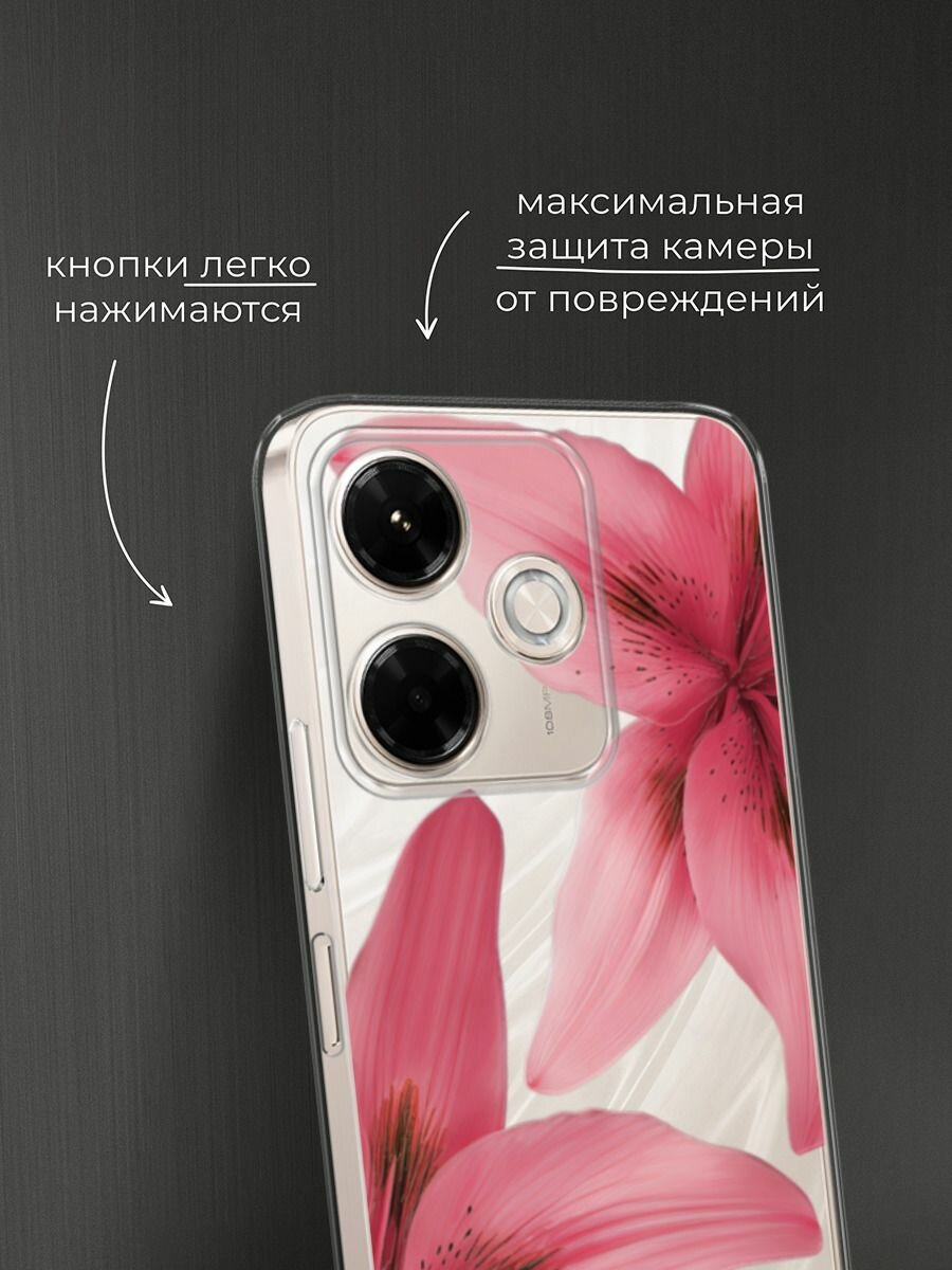 Чехол на Xiaomi Redmi 13X / Сяоми Редми 13X с принтом "Pink flower" — фото 1