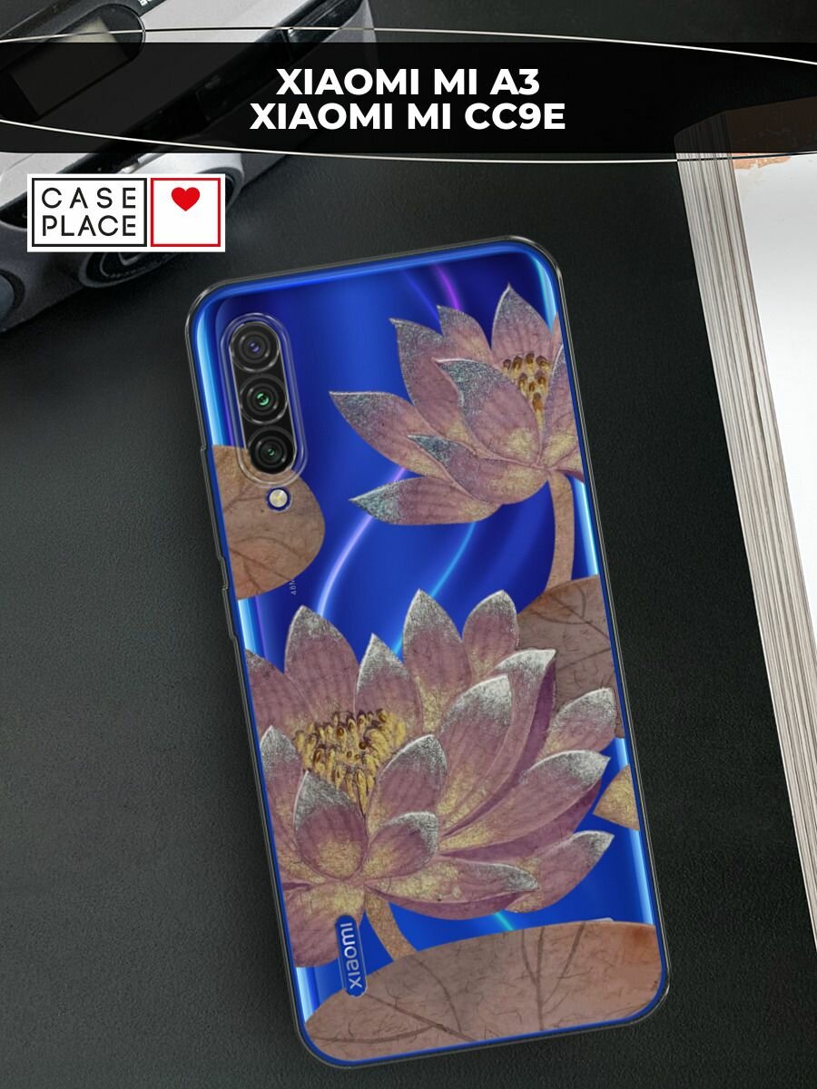 Чехол на Xiaomi Mi CC9E/Mi A3 / Сяоми Mi CC9E/Mi A3 с принтом "Темные лотосы"