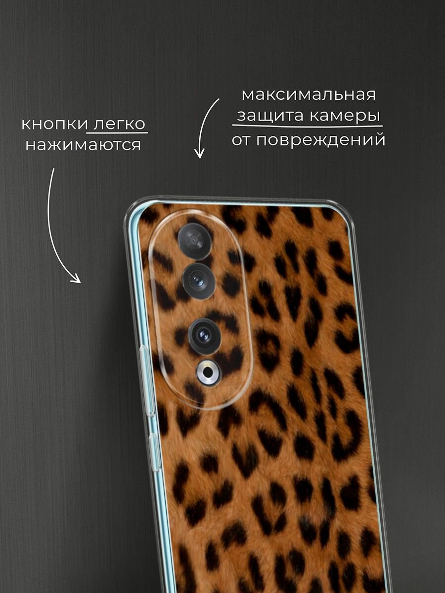 Силиконовый чехол на Honor 90 / Хонор 90 с принтом "Мех леопарда" — фото 1