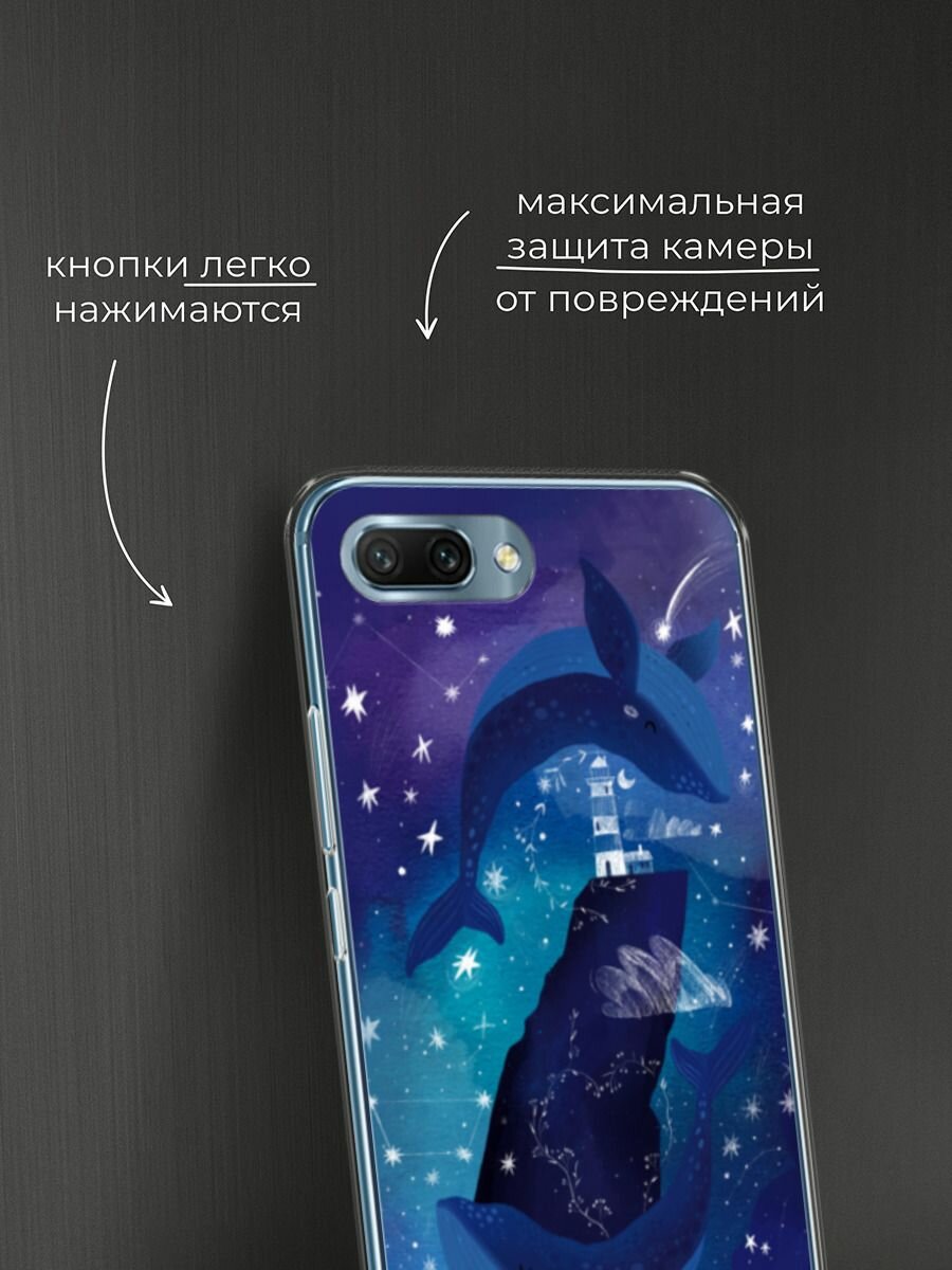 Силиконовый чехол на Honor 10 / Хонор 10 с принтом "Ночные киты" — фото 1