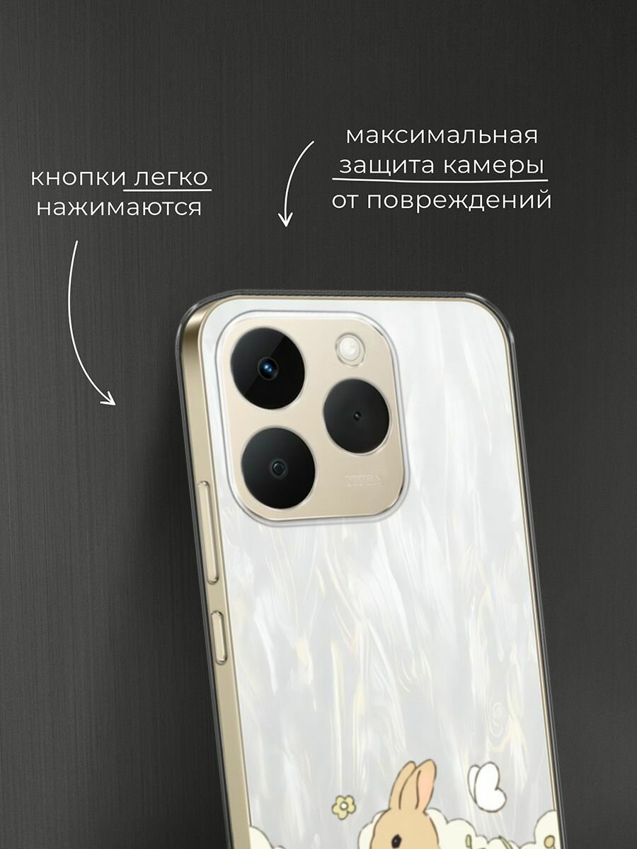 Чехол на Realme 15T / Реалми 15Т с принтом "Кролик в поле", прозрачный — фото 1