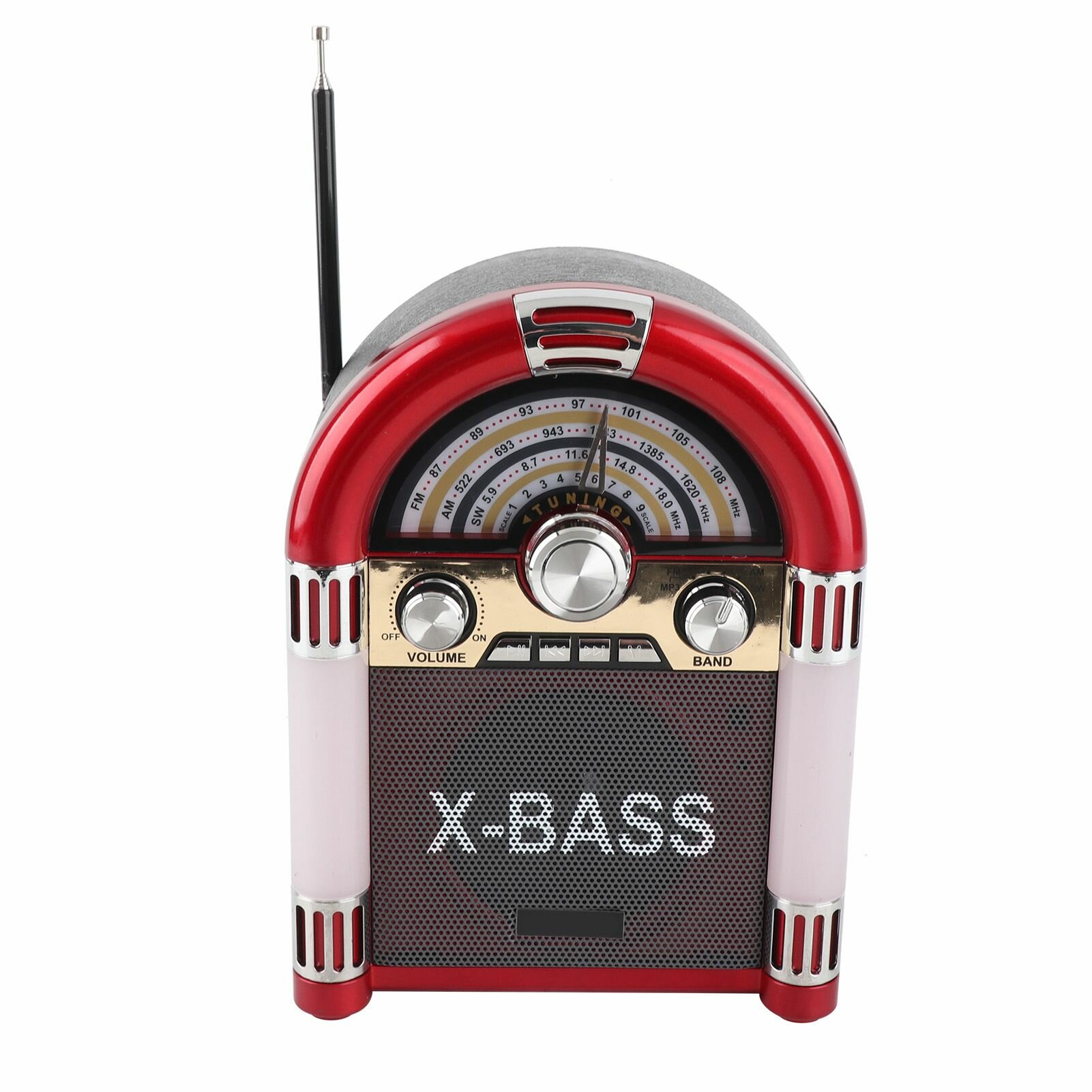 Беспроводная Bluetooth-колонка в стиле ретро с AM/FM/SW-приемником, зарядкой через USB и поддержкой карт памяти, красная вилка американского стандарта