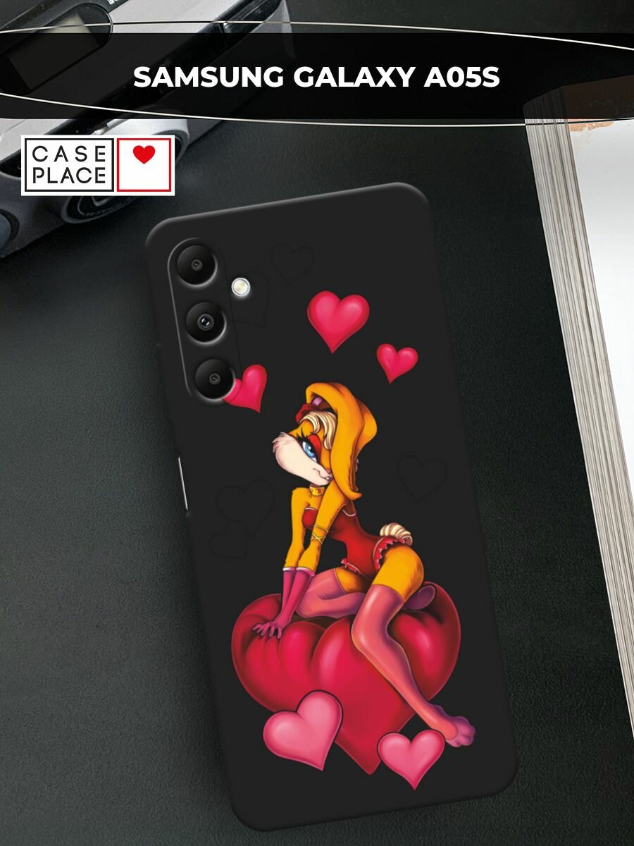 Черный матовый чехол на Samsung Galaxy A05s / Самсунг А05s с принтом "Лола на сердце - 8 марта"