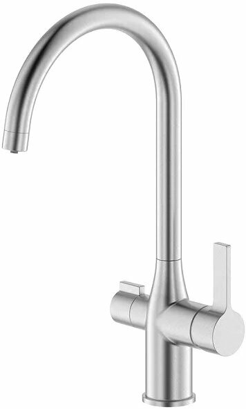 Смеситель для кухни IDDIS Pure PURBNFJi05 с краном для питьевой воды, с поворотным изливом, хром, глянцевый, однорычажный, латунный, с керамическим картриджем