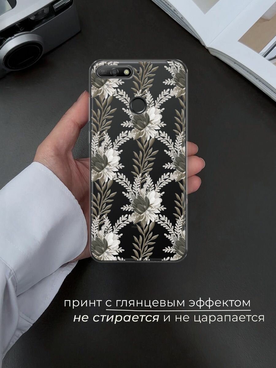 Чехол на Honor 7C/7A Pro/Huawei Y6 Prime 2018 / Хонор 7С/7А Про/Хуавей Y6 Prime 2018 с принтом "Переплетение цветов" — фото 1
