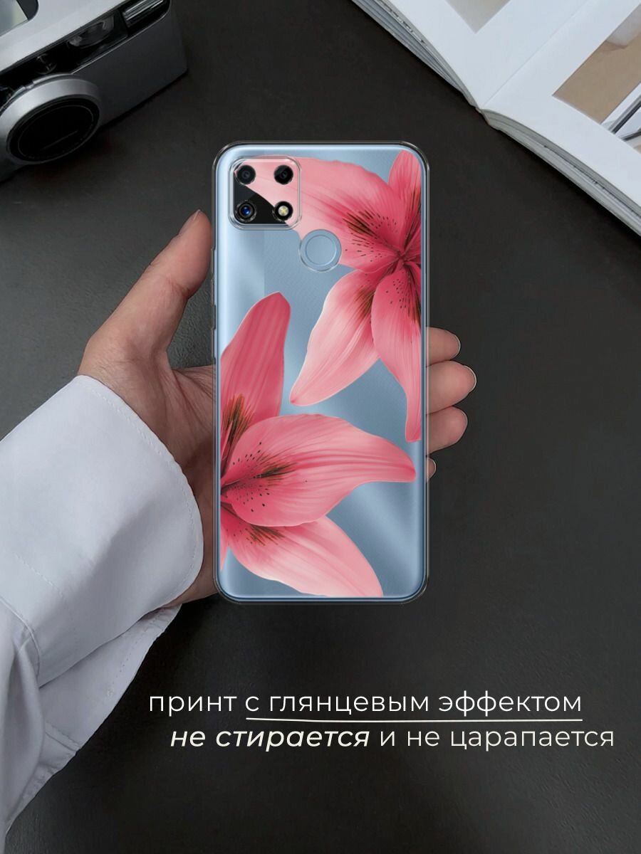 Чехол на Realme C25/C25s / Реалми С25/C25s с принтом "Pink flower" — фото 1