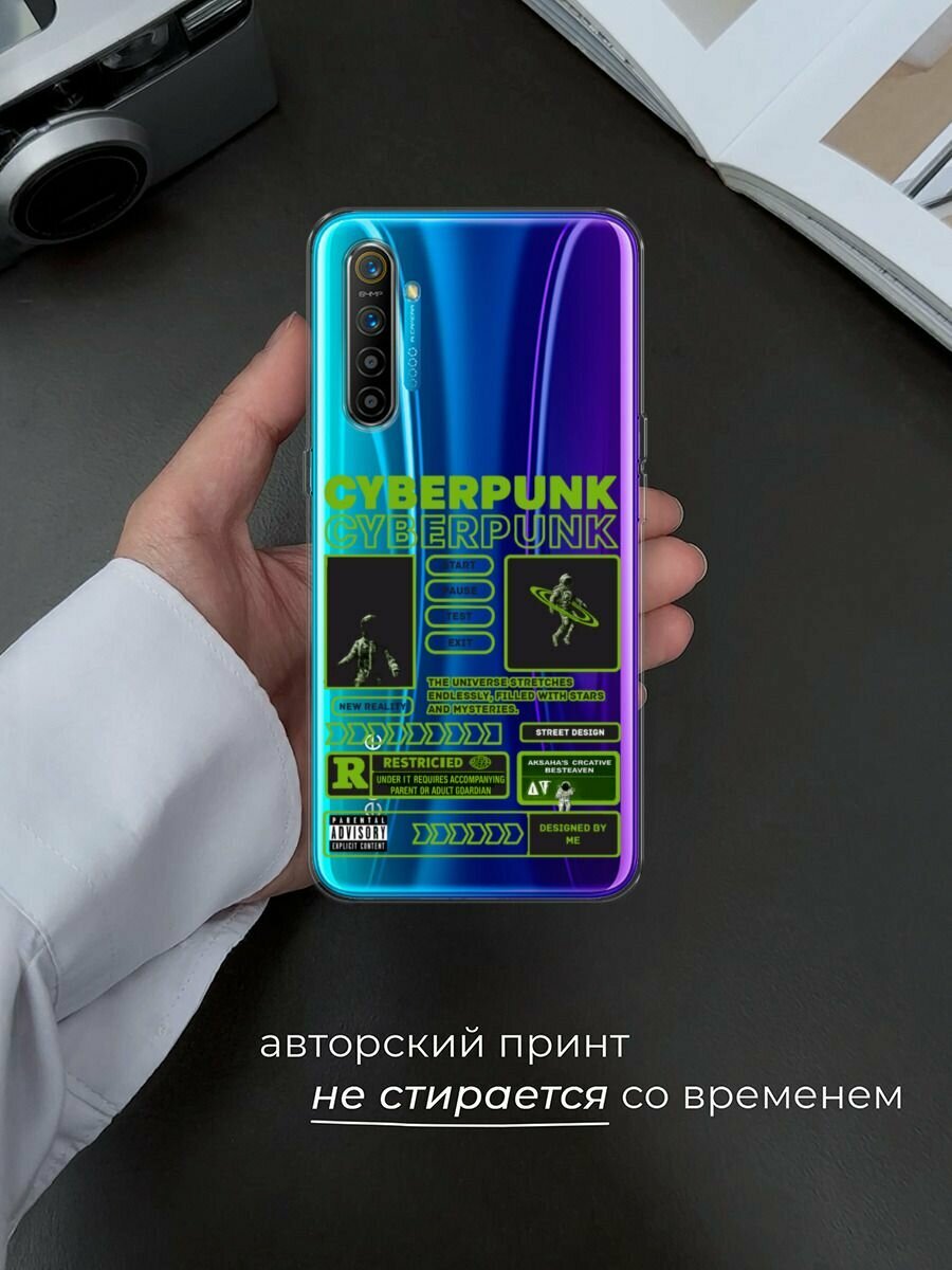 Чехол на Realme XT / Реалми XT с принтом "Cyberpunk", прозрачный — фото 1