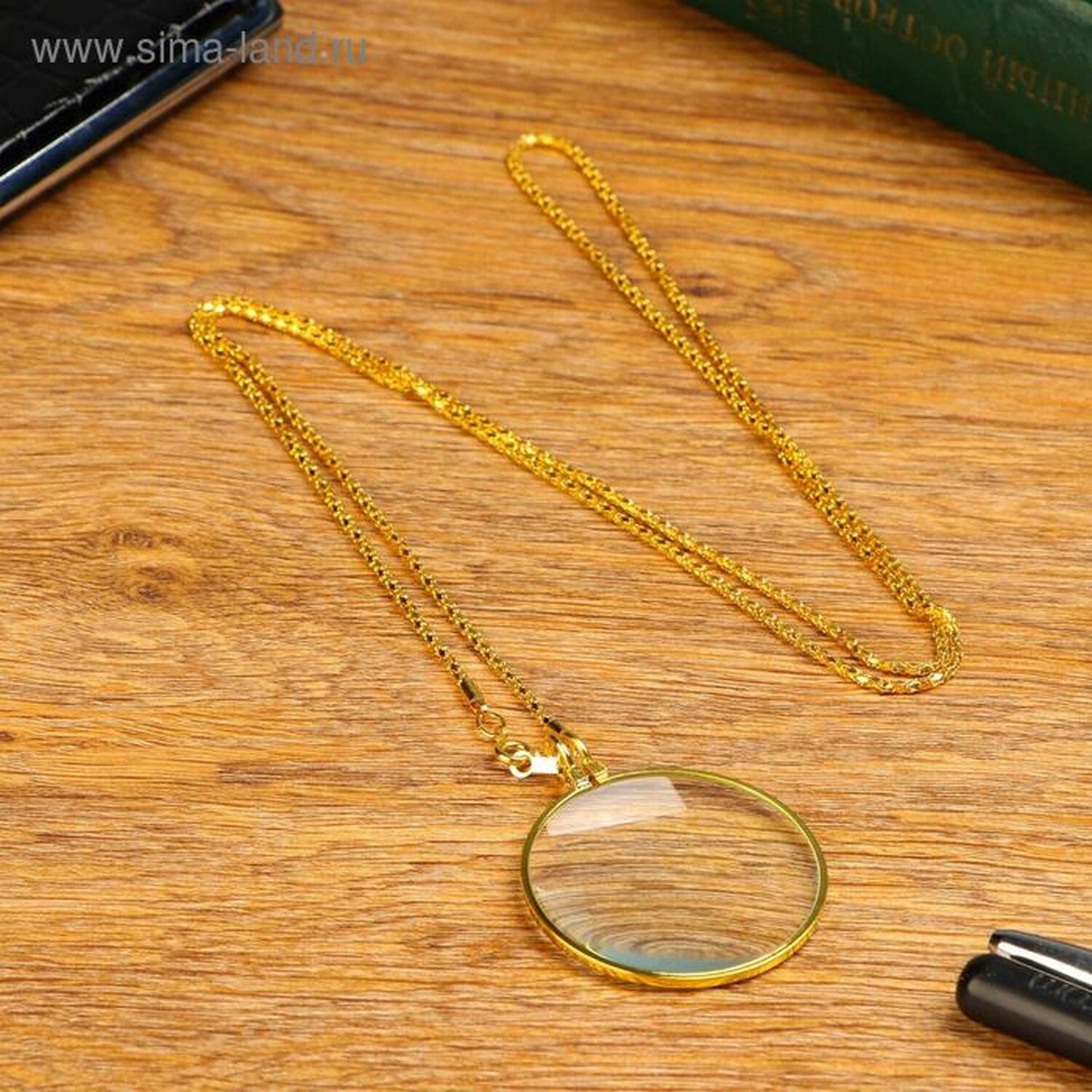 Лупа - подвеска "Золотая", увеличение 5х, диаметр 42 мм, оптическая линза