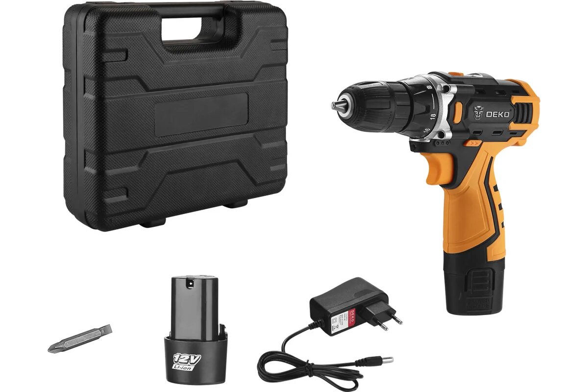 Аккумуляторная дрель-шуруповерт DEKO Banger SET 3, в кейсе, 2х1.5Ач, з/у 12V 063-4130