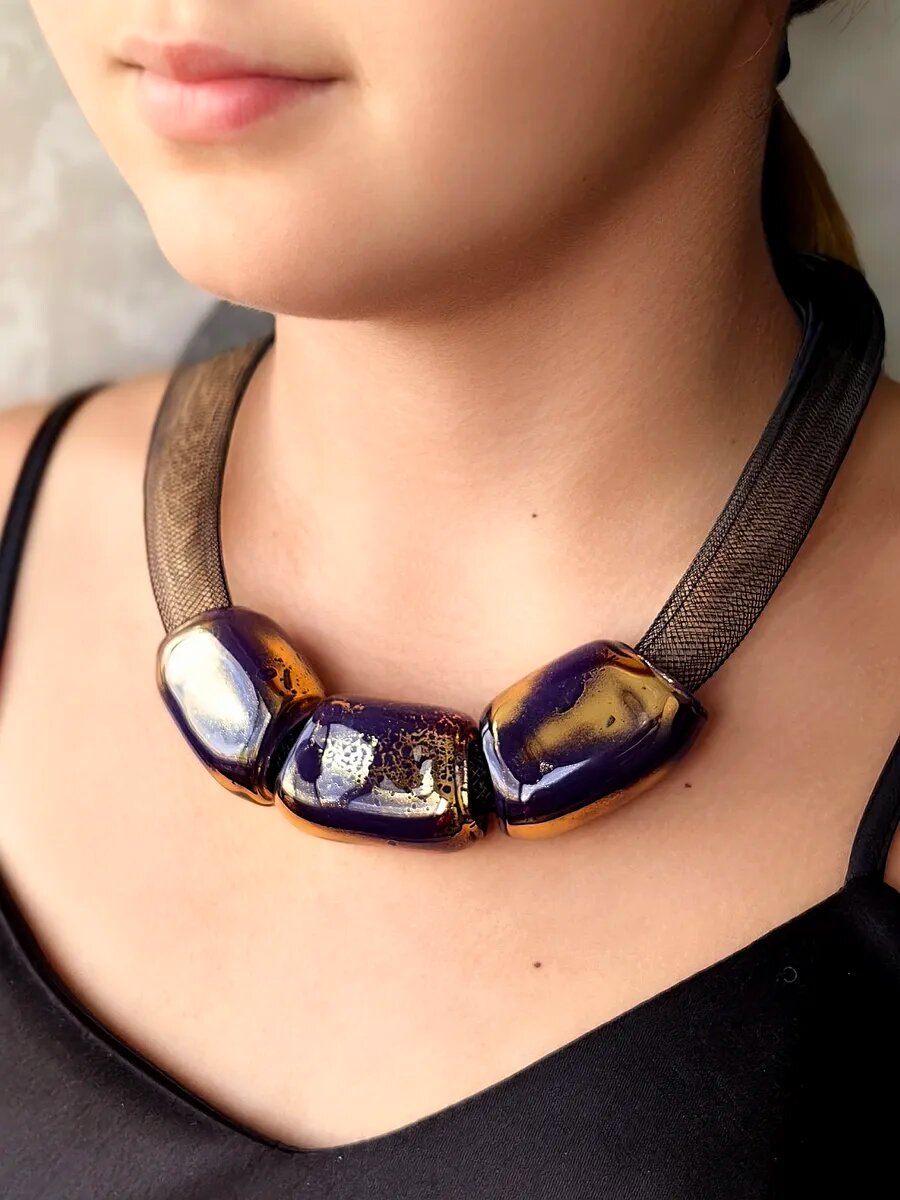 Серьги P.J. MURANO, стекло, муранское стекло, желтый, бежевый, коричневый — фото 1