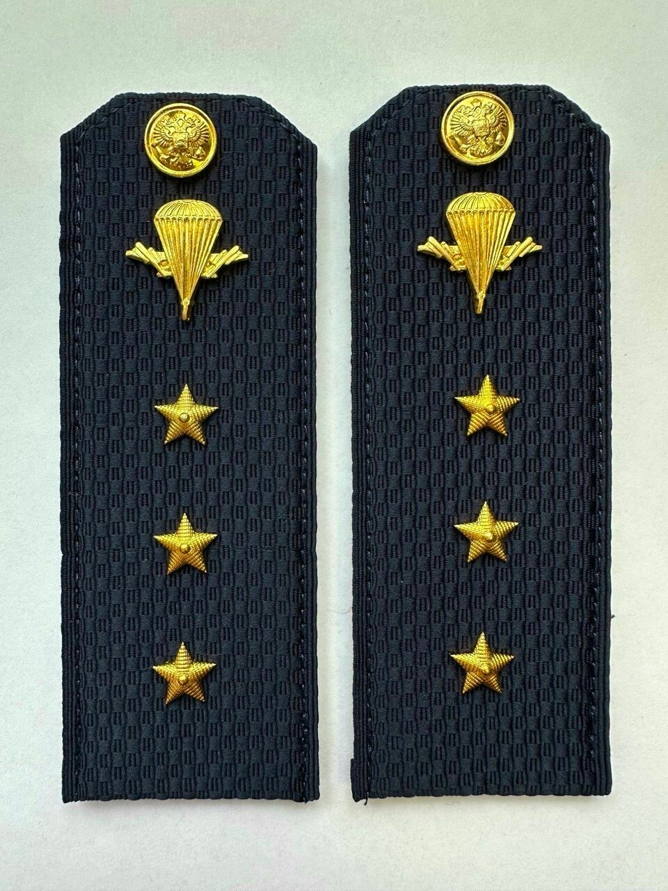 Погоны ВДВ с фурнитурой синие Старший Прапорщик картонные