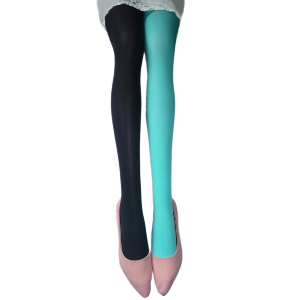 Элегантные двухцветные чулки контрастного цвета, мягкие шелковые бархатные колготки с открытой промежностью, асимметричные колготки для вечеринок